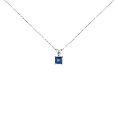 HAUS OF BRILLIANCE 14k Gold Gemstone Solitaire Pendant Necklace - Blue Sapphire | White